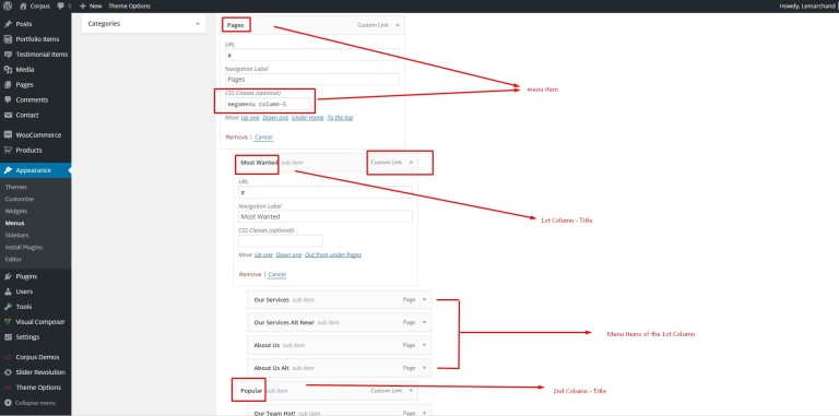 Menu System in Corpus – Euthemians Knowledge Base